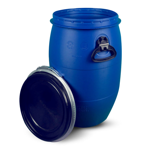 Kunststofffässer mit Deckel | Blaue Fässer | Fasswulf Shop